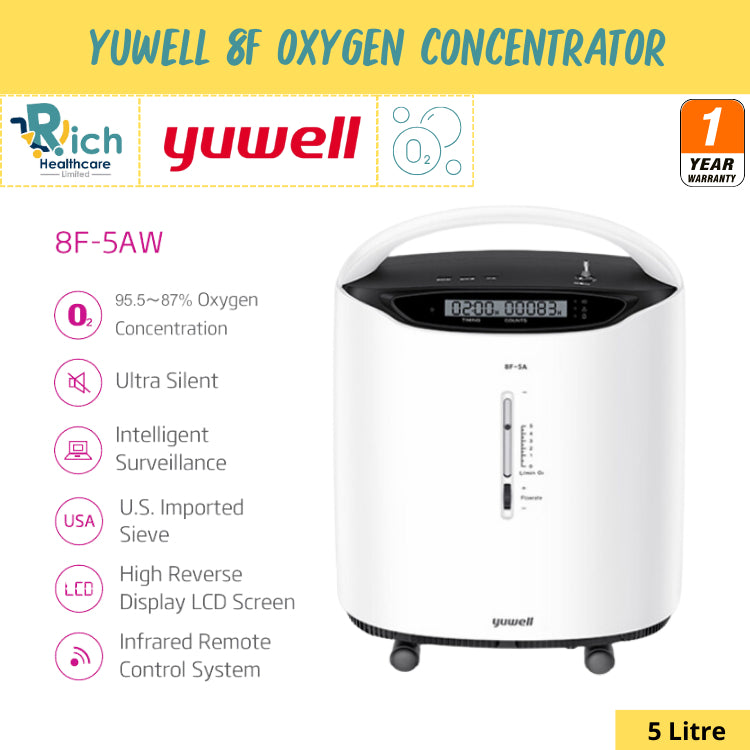 Yuwell Oxygen Concentrator (Oxygen Generator) 5 liters, 8F-5AW [1 year ...